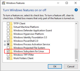 Enabling WSL 1 (recommended for Windows 10)